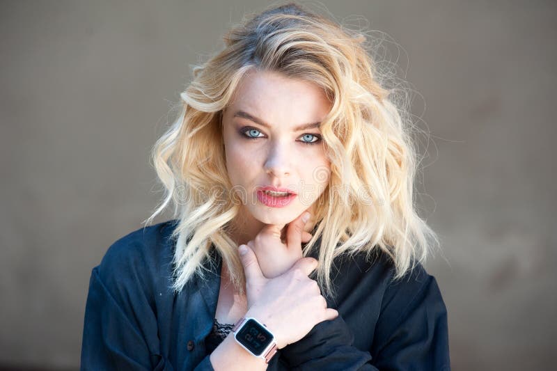 Young Beautiful Modern Woman Outdoors with Expressive Makeup Stock ...