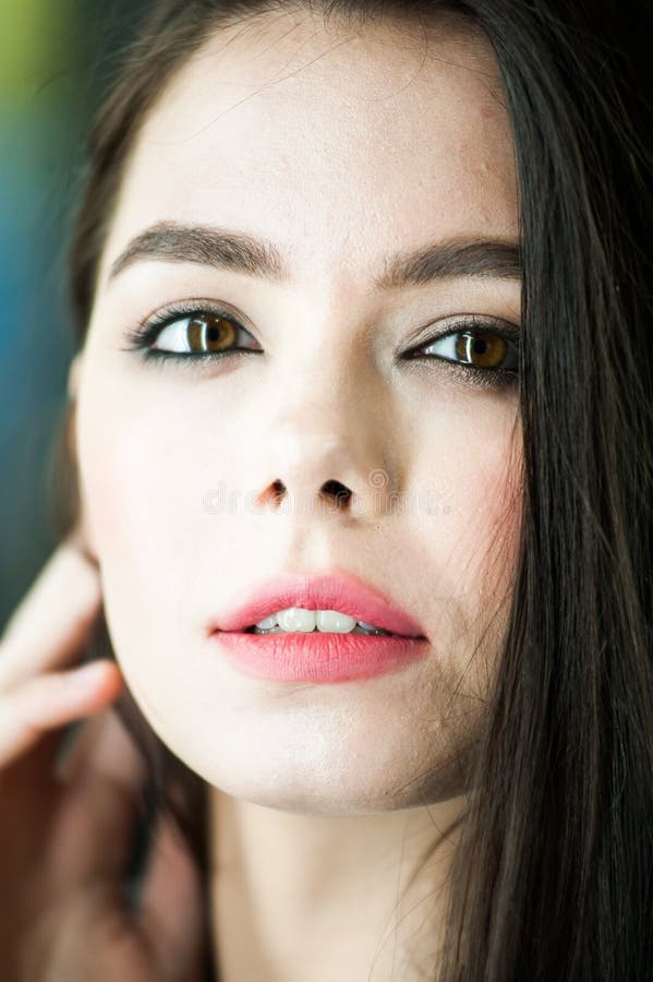 Young Beautiful Modern Woman Outdoors with Expressive Makeup Stock ...