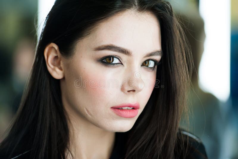 Young Beautiful Modern Woman Outdoors with Expressive Makeup Stock ...