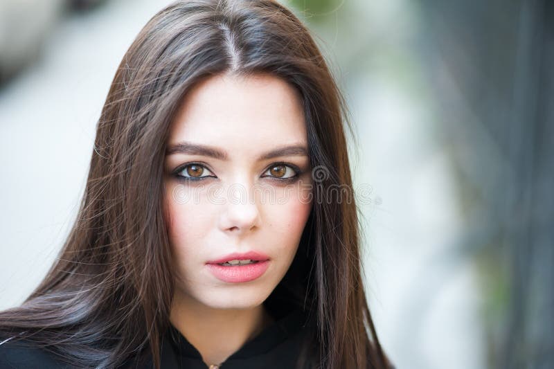 Young Beautiful Modern Woman Outdoors with Expressive Makeup Stock ...