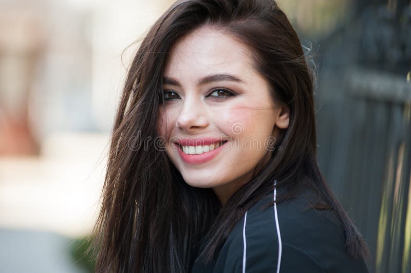 Young Beautiful Modern Woman Outdoors with Expressive Makeup Stock ...