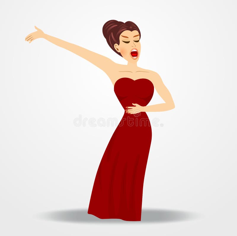 Young Beautiful Opera Singer Stock Vector - Illustration of song, music ...