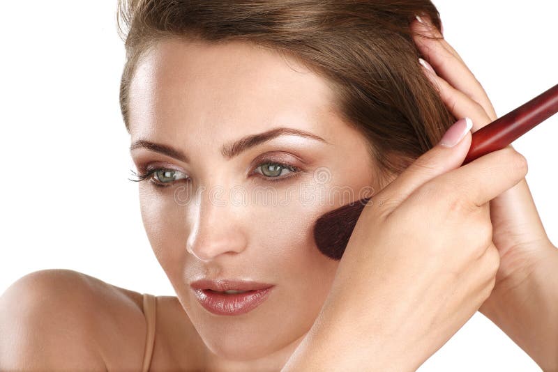 Young Beautiful Perfect Model Applying Professional Makeup Stock Image ...