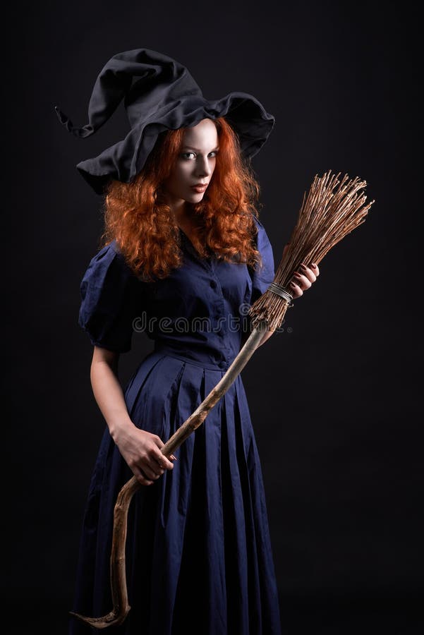 Young Beautiful Red-haired Witch in the Dark Stock Image - Image of ...