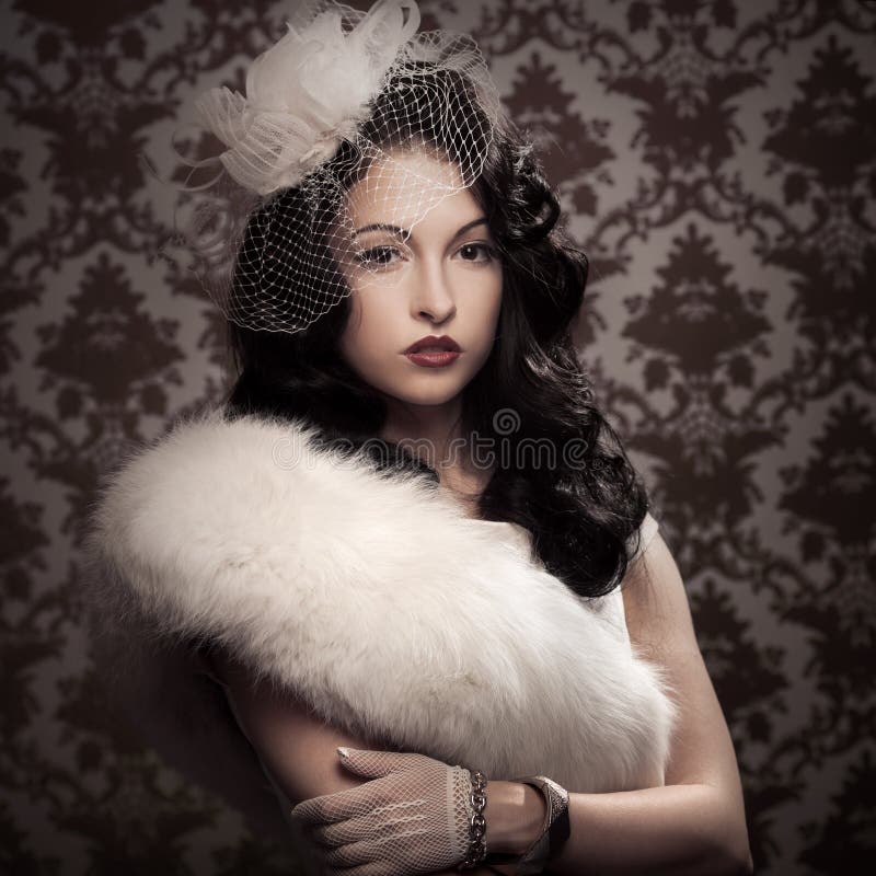 Beautiful Retro Lady Drinking Coffee Stock Image - Image of elegance ...