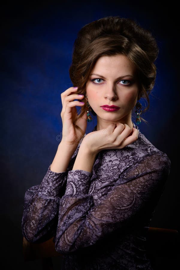 Young beautiful retro lady stock image. Image of model - 65442085