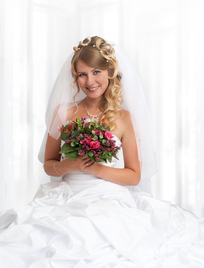 Young Beautiful Smiling Bride Stock Image - Image of lovely, attractive ...