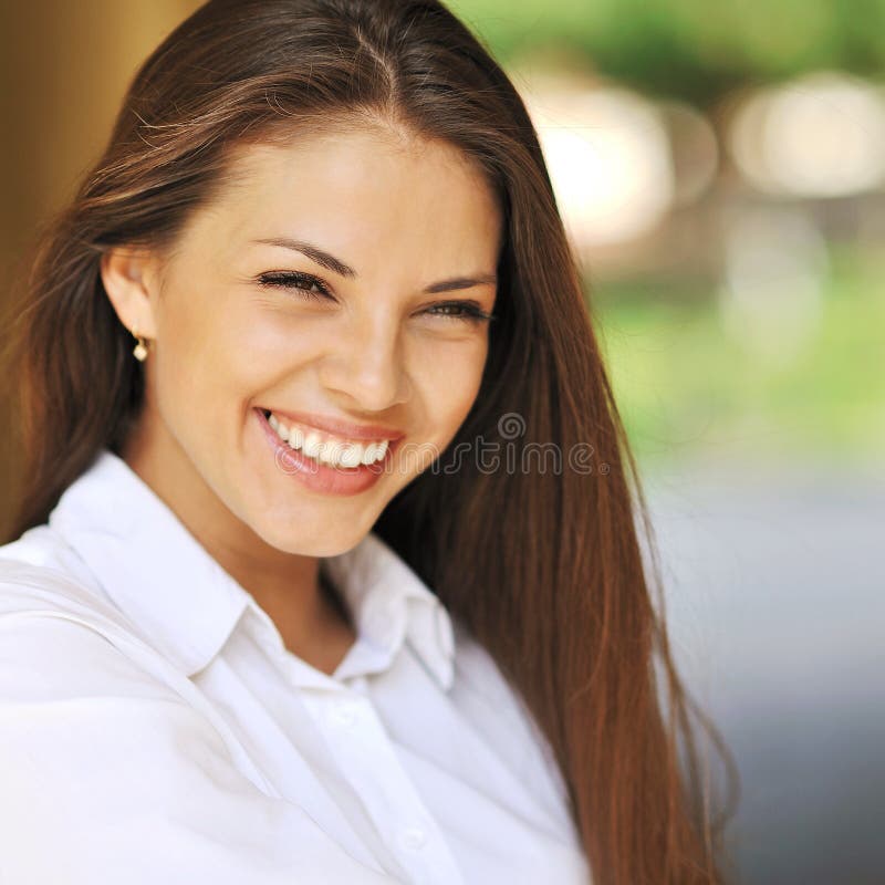 Young Beautiful Smiling Girl - Closeup Stock Photo - Image of wellness ...