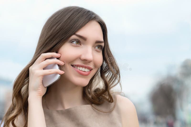 Young Beautiful Smiling Woman Talking on Cell Phone Stock Photo - Image ...