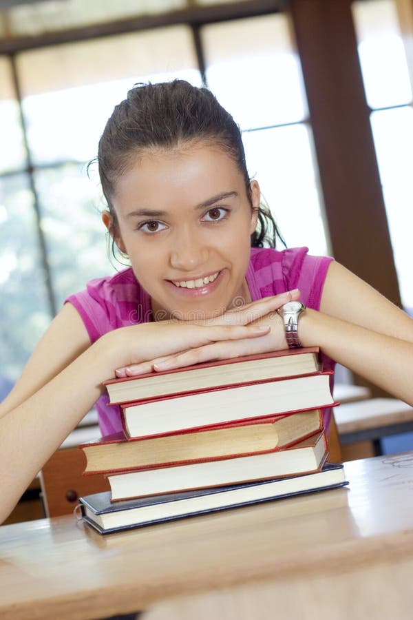 Young Beautiful Student in College Stock Photo - Image of education ...
