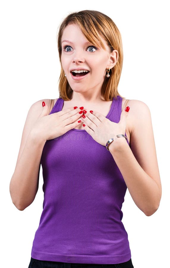 Young Beautiful Surprised Woman Stock Photo - Image of confident, blue ...