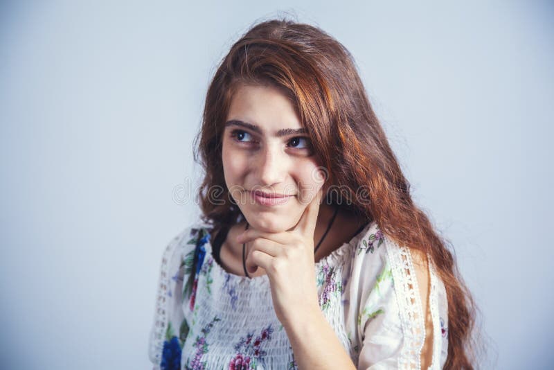 Young Beautiful Thinking Woman Stock Image - Image of thinking ...