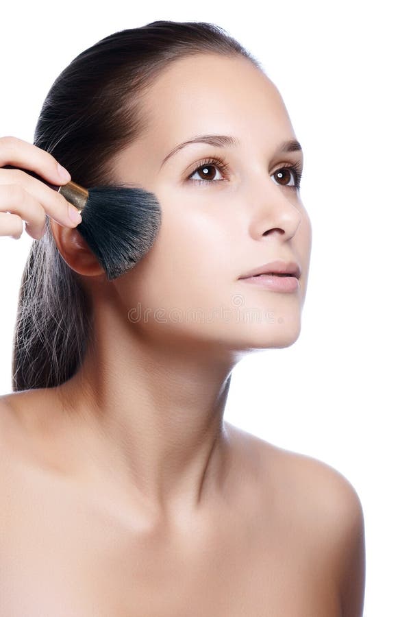 Model Face of Beautiful Woman with Foundation on Skin Stock Photo ...
