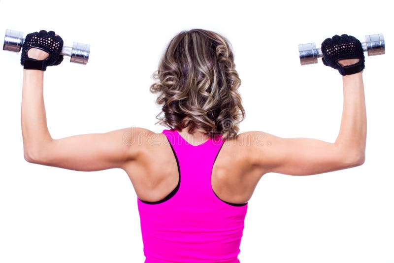 Young Beautiful Woman Back Doing Fitness Exercise Stock Image - Image ...