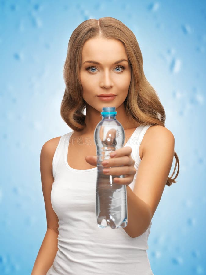 Young Beautiful Woman with Bottle of Water Stock Image - Image of ...