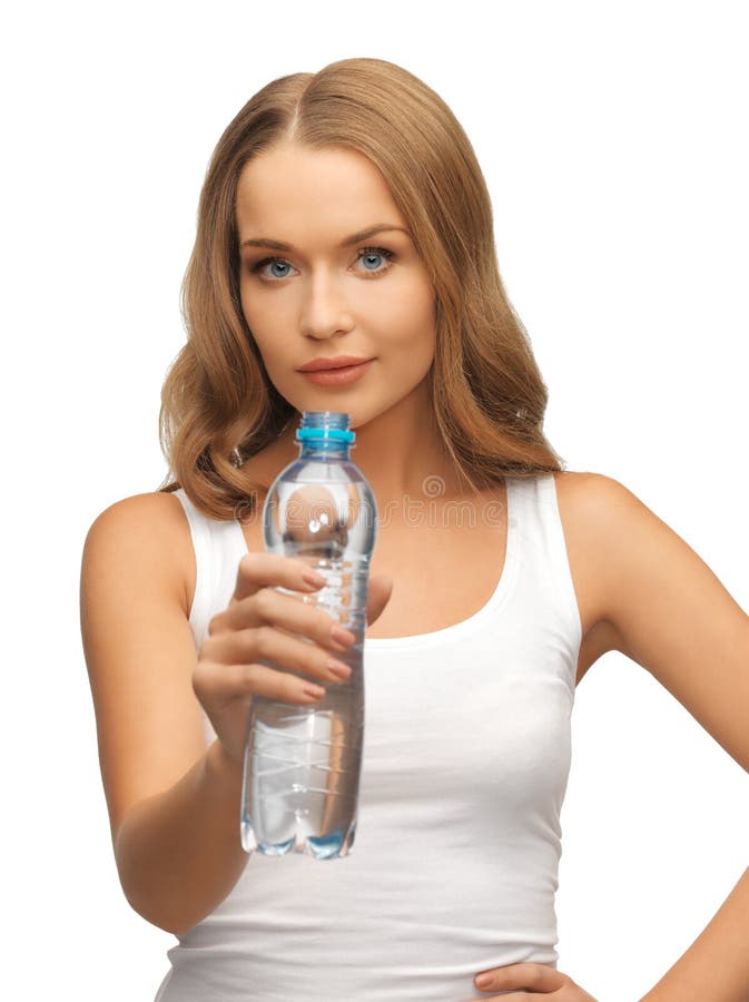 Young Beautiful Woman with Bottle of Water Stock Photo - Image of ...