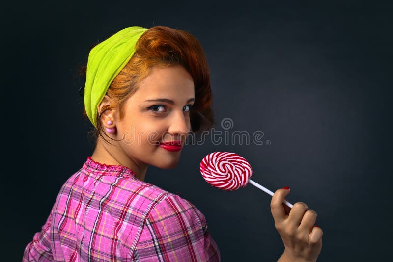 Young Beautiful Woman with Candy Stock Photo - Image of femininity ...