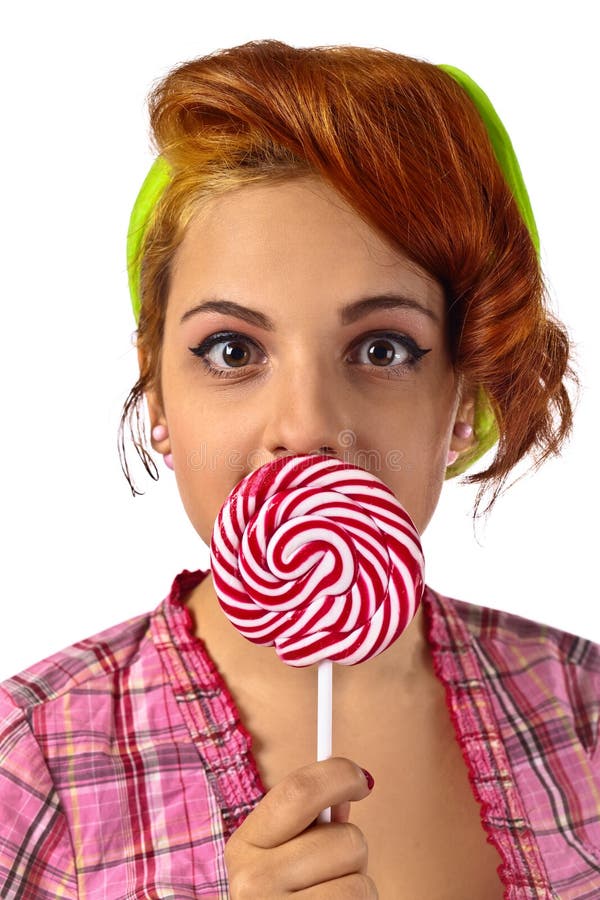 Young Beautiful Woman with Candy Stock Photo - Image of desire ...