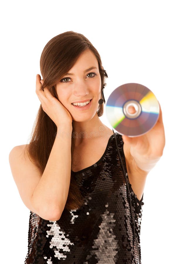 Young Beautiful Woman DJ with Cd in Her Hand Stock Image - Image of ...