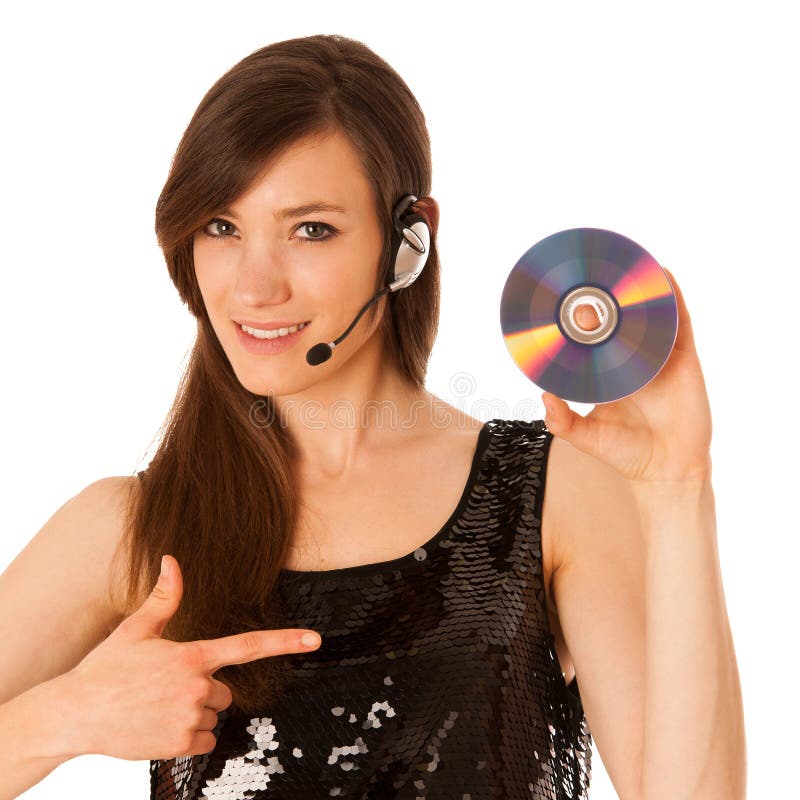 Young Beautiful Woman DJ with Cd in Her Hand Stock Image - Image of ...