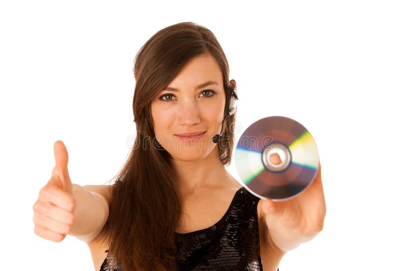 Young Beautiful Woman DJ with Cd in Her Hand Stock Photo - Image of ...