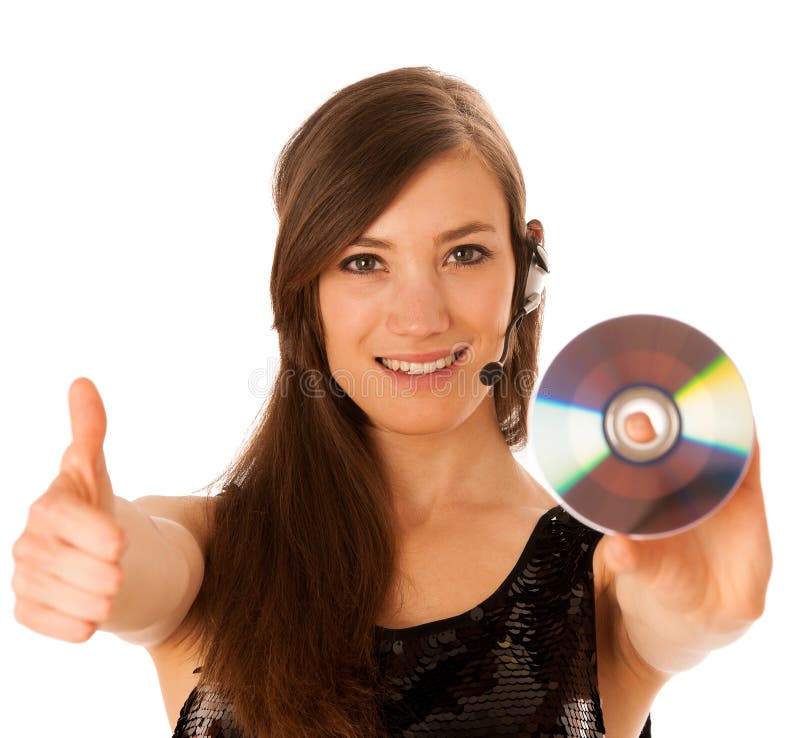 Young Beautiful Woman DJ with Cd in Her Hand Stock Image - Image of ...
