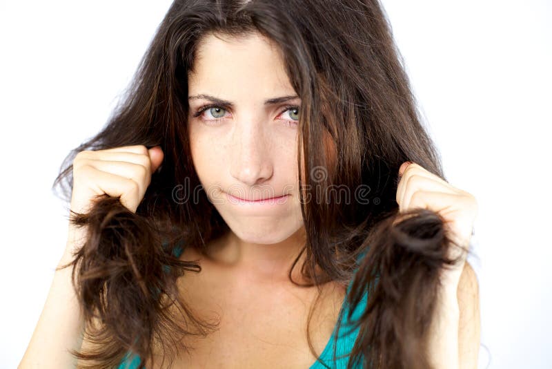 Young Beautiful Woman Fighting with Hair As Weapon Stock Photo - Image ...