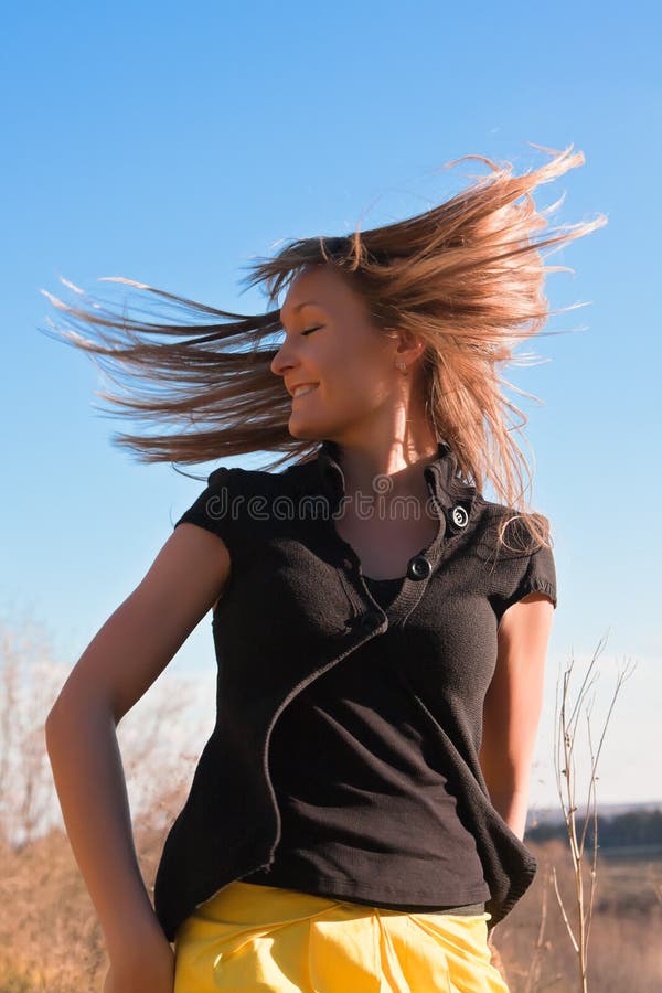 Young Beautiful Woman Flapping Her Hair Stock Photo - Image of head ...