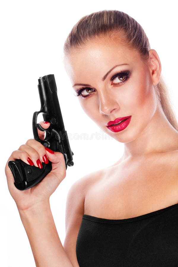 Woman with Handgun stock image. Image of dangerous, guns - 10246897