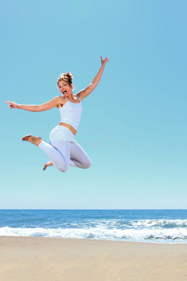 Young Beautiful Woman Jumping Stock Image - Image of lifestyle, freedom ...