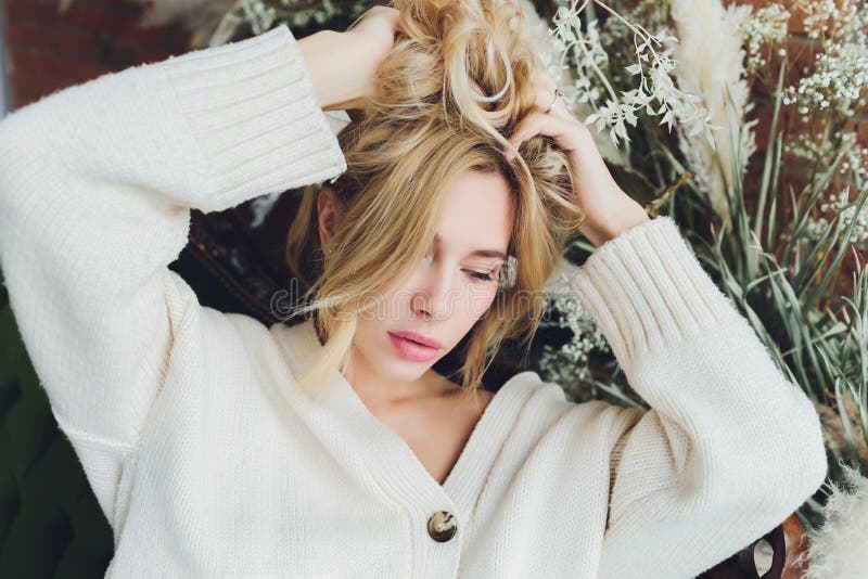 Young Beautiful Woman Looking at the Camera, Relaxed Posture. Stock ...