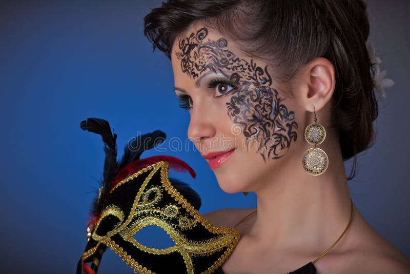 Young Beautiful Woman with Mask. Stock Image - Image of female, hiding ...