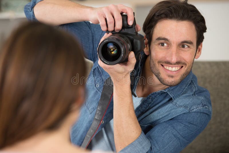 Young Beautiful Woman Model Posing for Photographer Stock Photo - Image ...