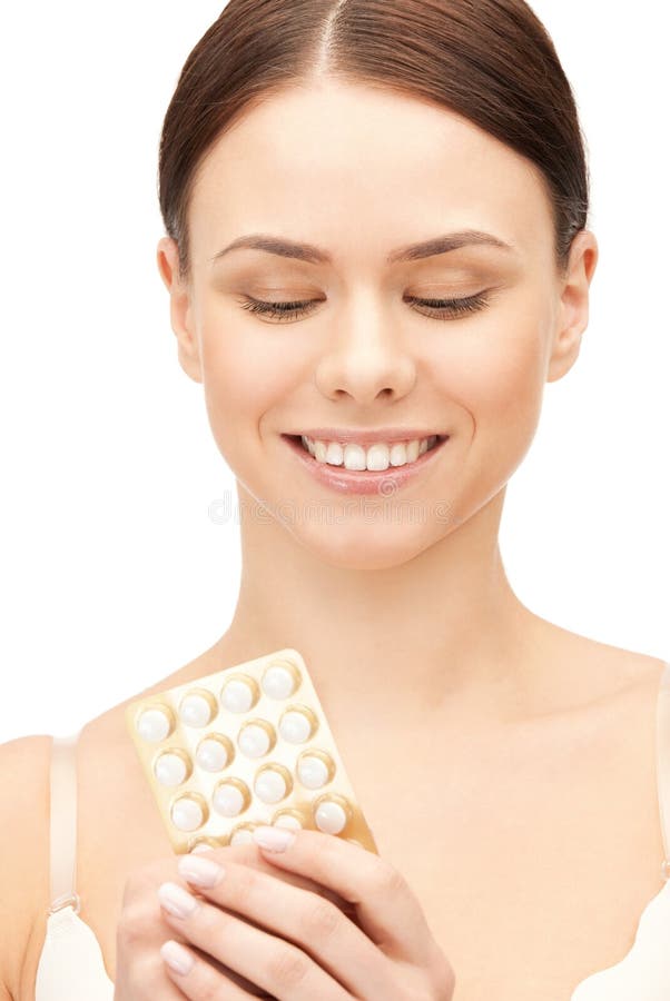 Young Beautiful Woman with Pills Stock Photo - Image of medicare ...