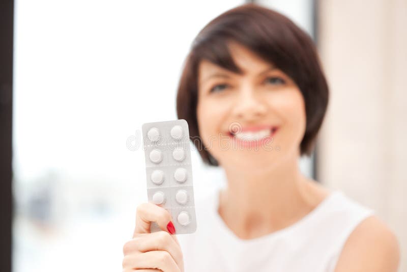 Young Beautiful Woman with Pills Stock Photo - Image of heal, human ...