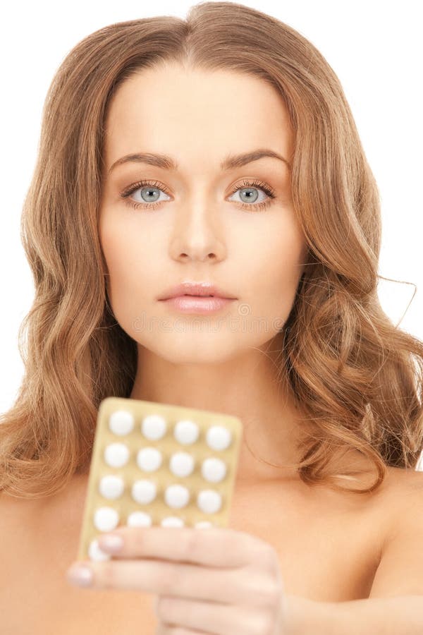 Young Beautiful Woman with Pills Stock Photo - Image of attractive ...
