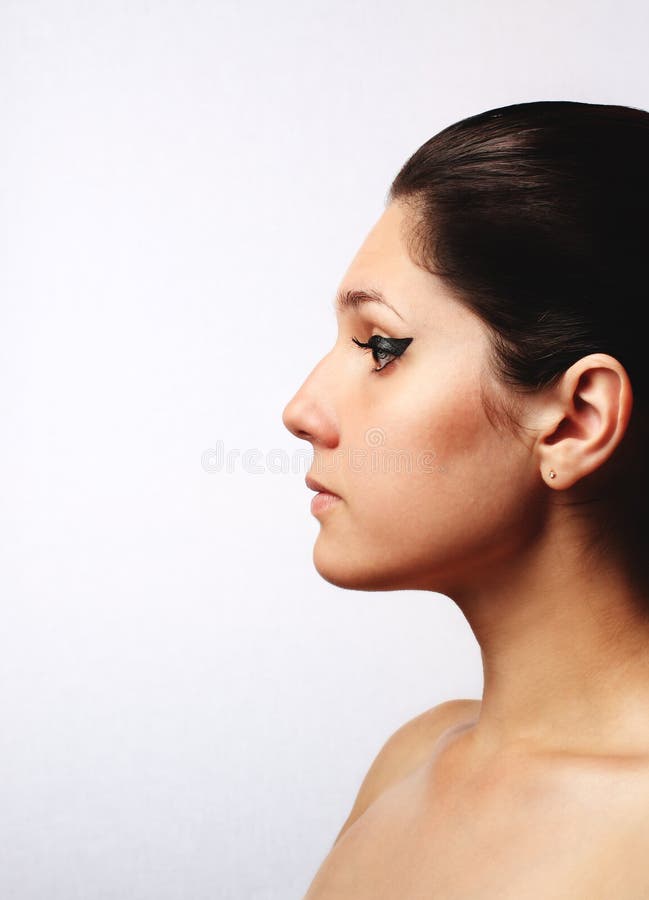 Young Beautiful Woman in Profile Stock Image - Image of young, people ...