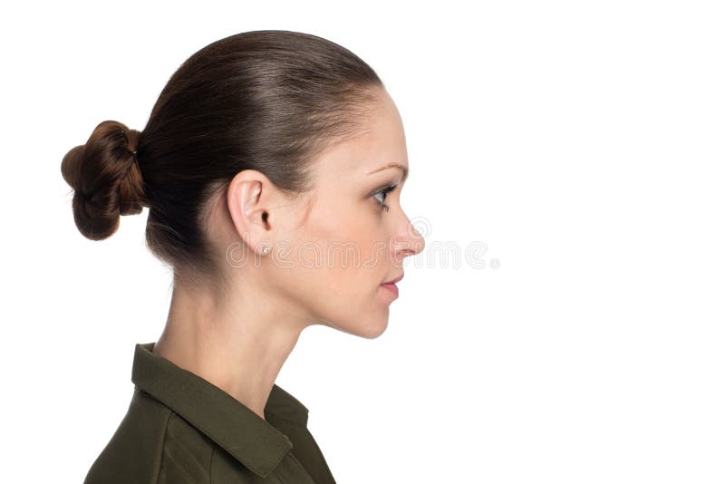 Young Beautiful Woman Profile, Isolated Stock Photo - Image of female ...