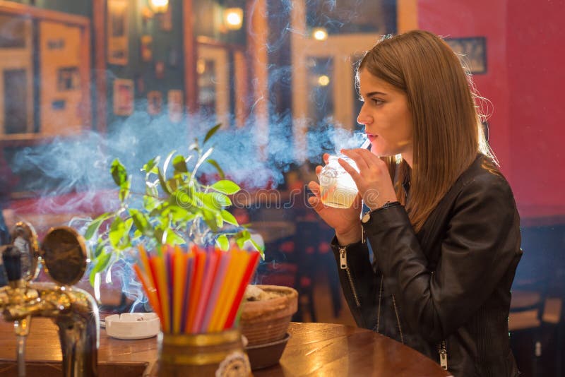 Young Beautiful Woman Relax in Night Club Stock Photo - Image of ...