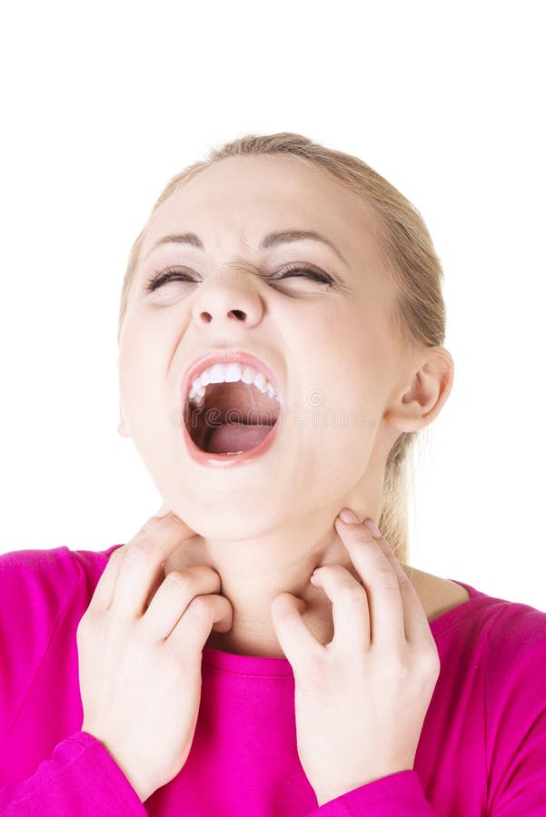 Young Woman Is Scratching Her Neck Stock Image - Image of frustration ...