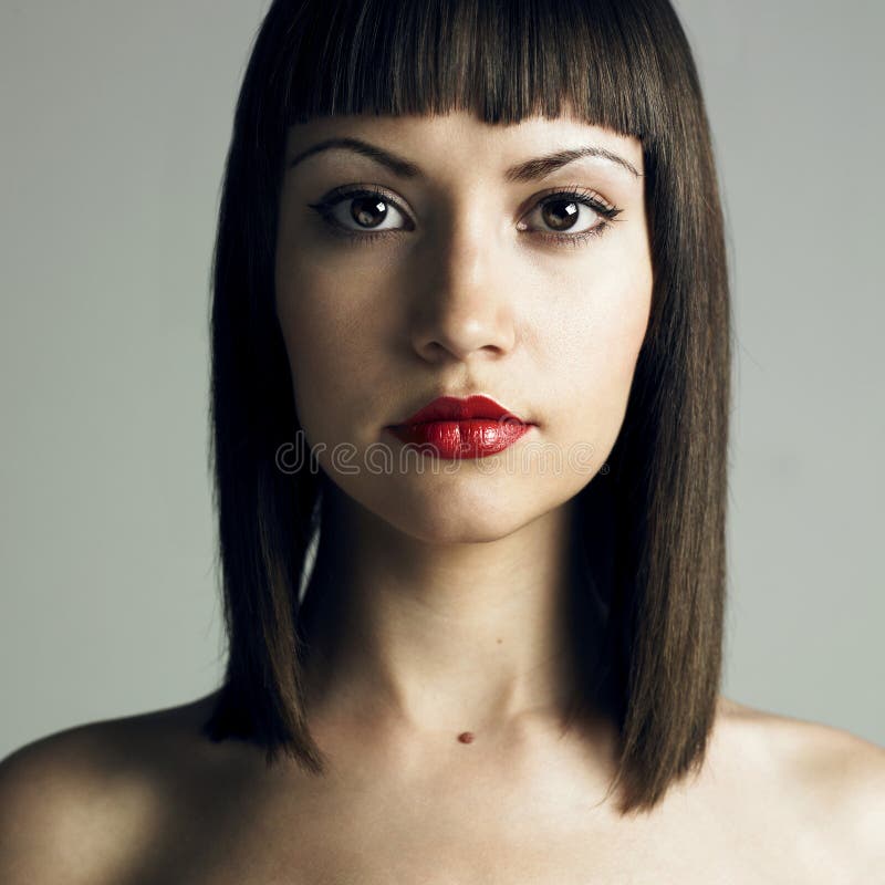 Young Beautiful Woman with Strict Hairstyle Stock Image - Image of ...