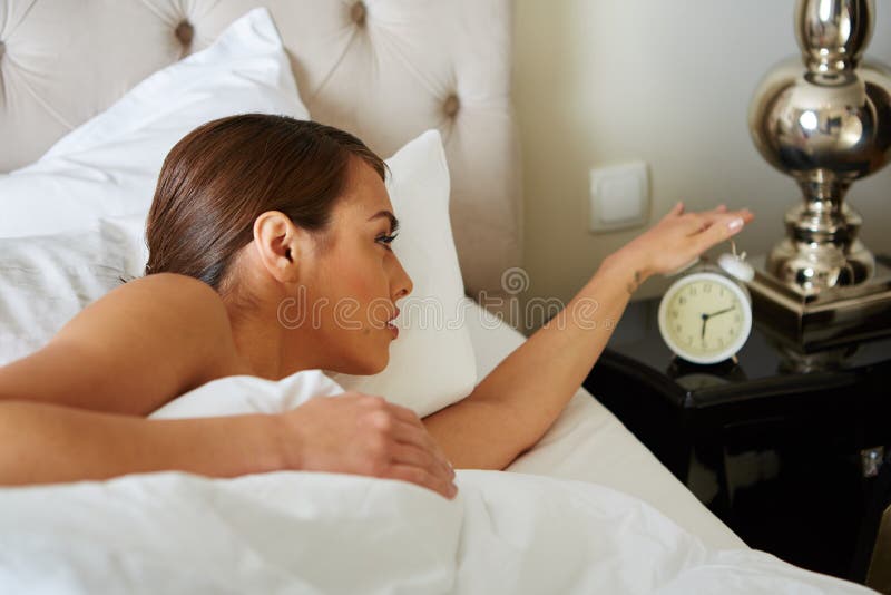 Young Beautiful, Woman Waking Up Stock Image - Image of mattress ...