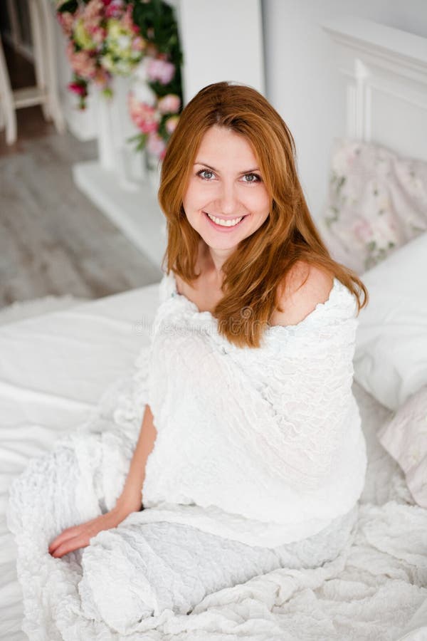 Young Beautiful Woman Waking Up Fully Rested Stock Image - Image of ...