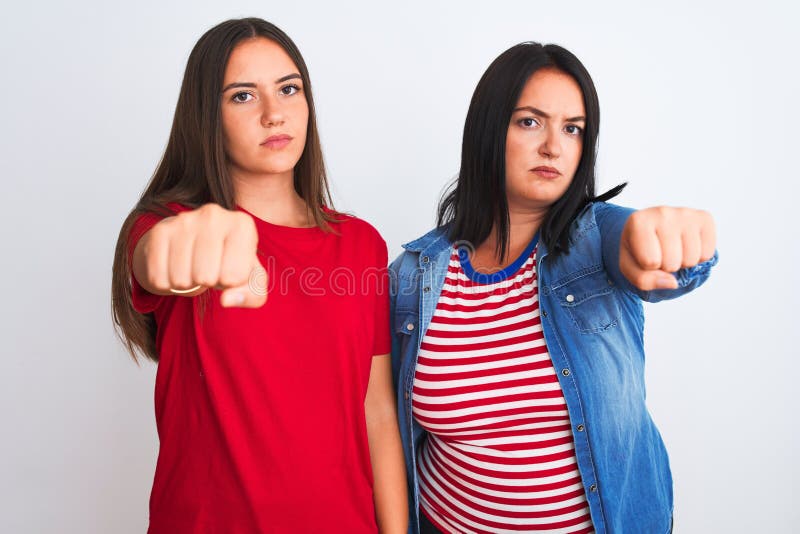 Young Beautiful Women Wearing Casual Clothes Standing Over Isolated
