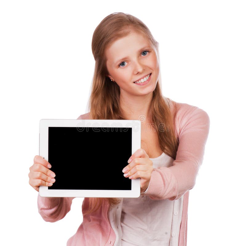 Young Beauty Student Girl with Tablet Stock Image - Image of adult ...