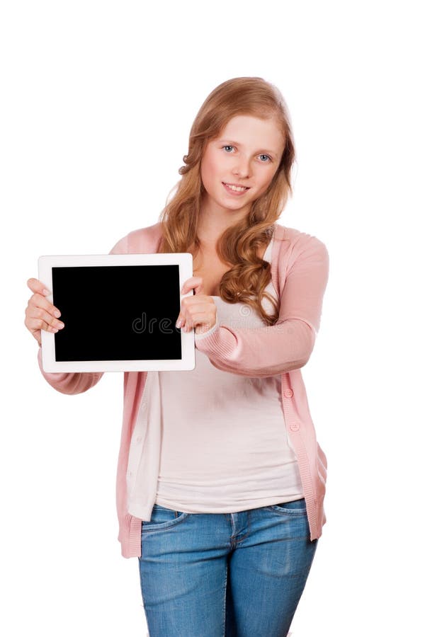 Young Beauty Student Girl with Tablet Stock Photo - Image of lovely ...