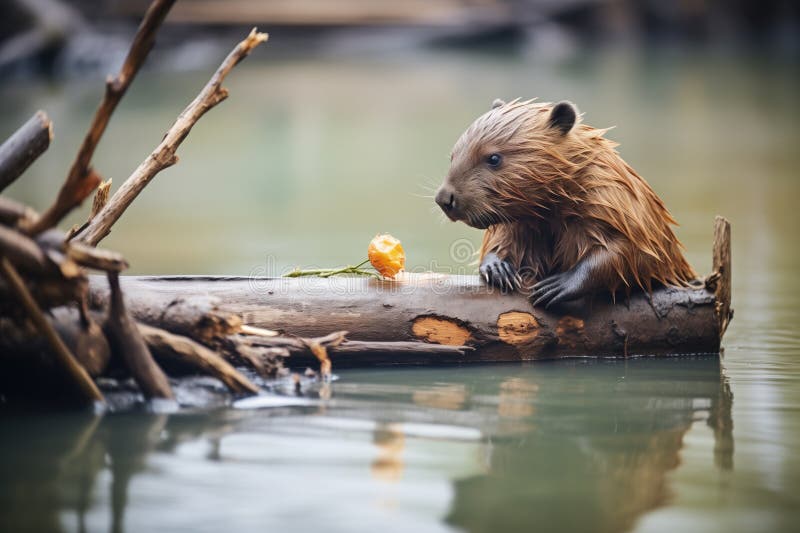 Young Beaver Learning To Build a Dam Stock Illustration - Illustration ...