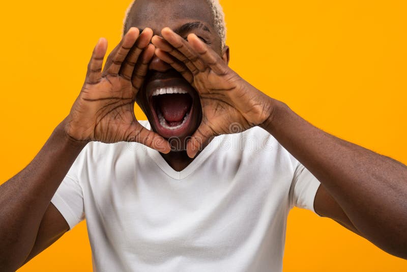 Young Black African Man Screaming Stock Image - Image of facial ...