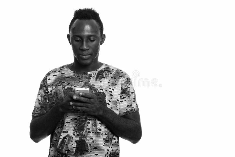 Young Black African Man Using Mobile Phone Stock Image - Image of smart ...