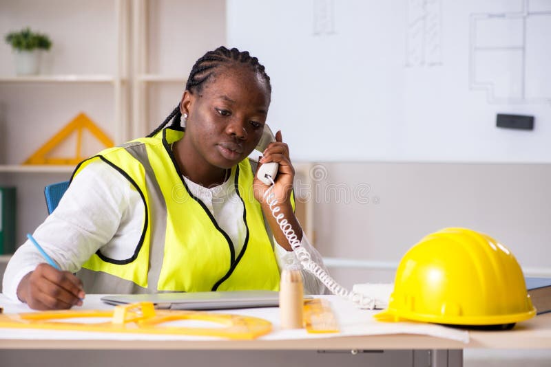 The Young Black Architect Working on Project Stock Image - Image of ...